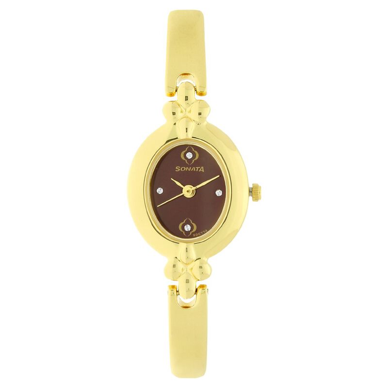 Buy Online Sonata Quartz Analog Brown Dial Metal Strap Watch for Women ...