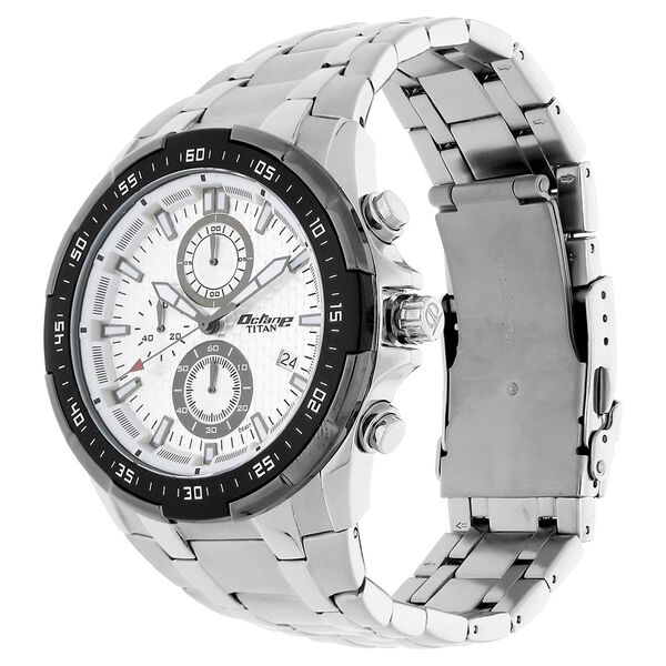 Buy Online Titan Quartz Chronograph Silver Dial Stainless Steel Strap ...