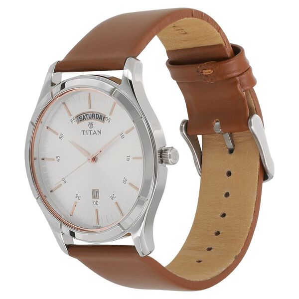 Buy Online Titan On Trend White Dial Analog with Day and Date Leather ...