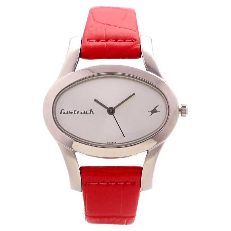 Buy Online Fastrack Quartz Analog Silver Dial Leather Strap Watch for ...