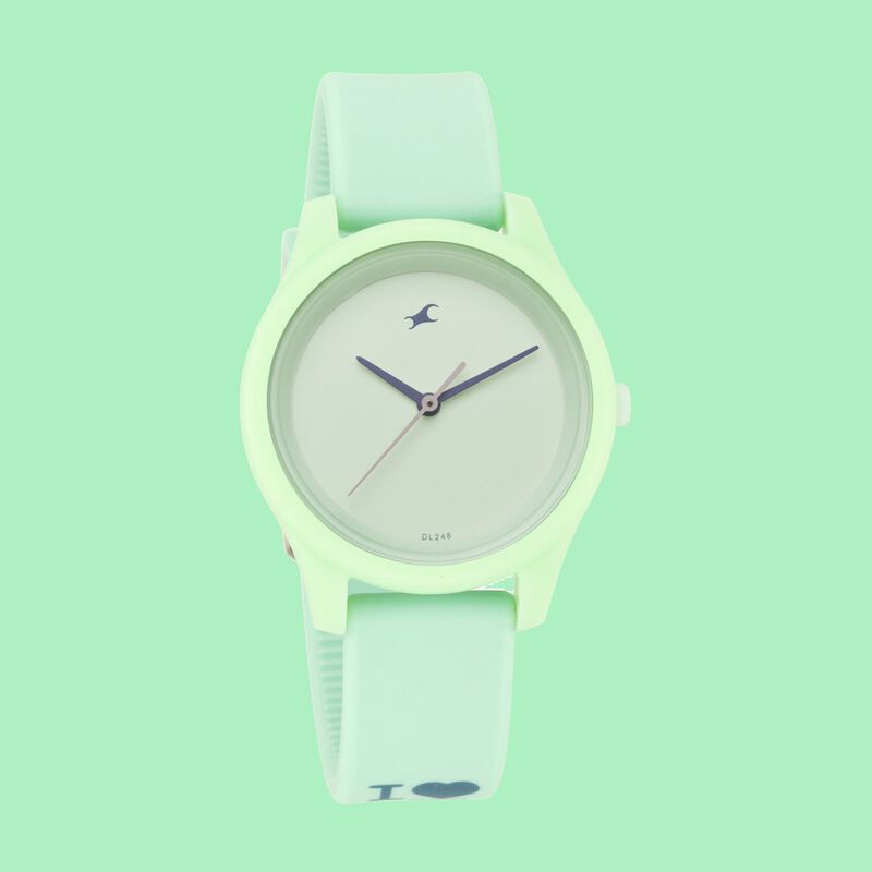 Buy Online Fastrack Monochrome Quartz Analog Green Dial Silicone Strap ...