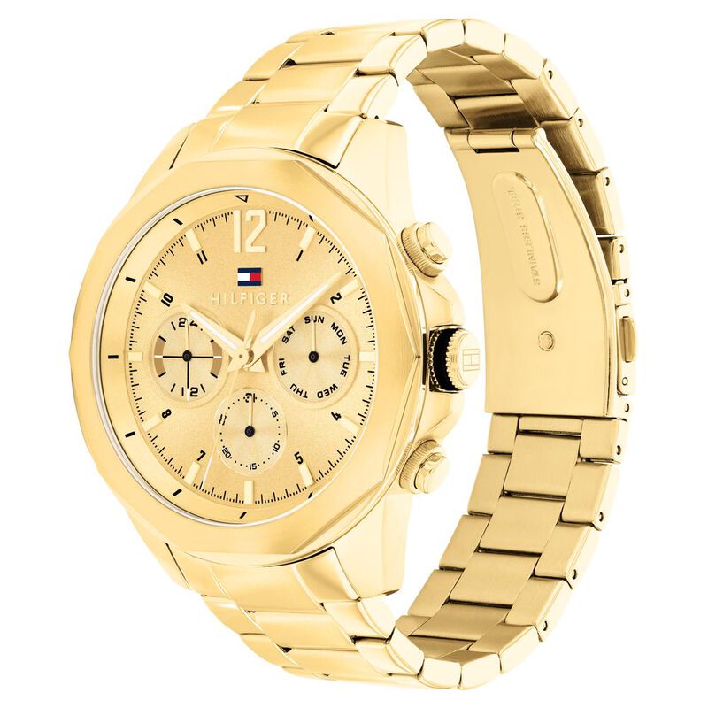 Buy Online Tommy Hilfiger Gold Dial Golden Stainless Steel Strap Watch ...