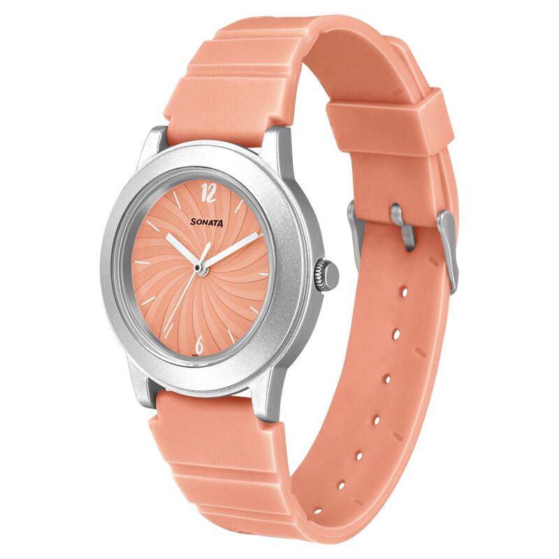 Buy Online Sonata Play Orange Dial Women Watch With Plastic Strap ...