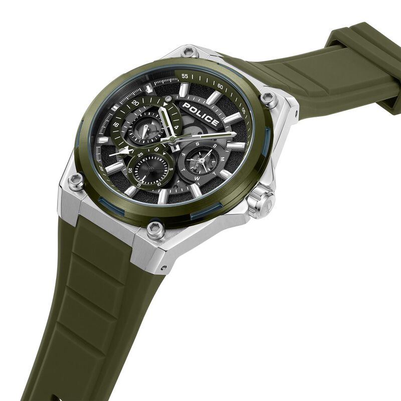 Buy Online Police Quartz Multifunction Black Silicone Strap for Men ...