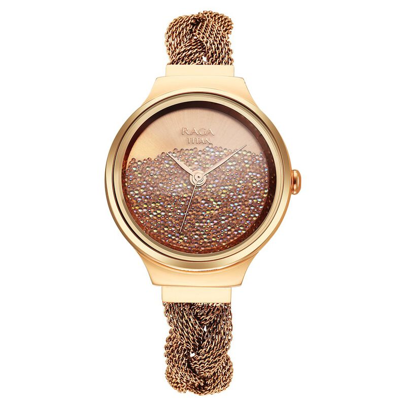 Buy Online Titan Raga Delight Rose Gold Dial Women Watch With Stainless ...