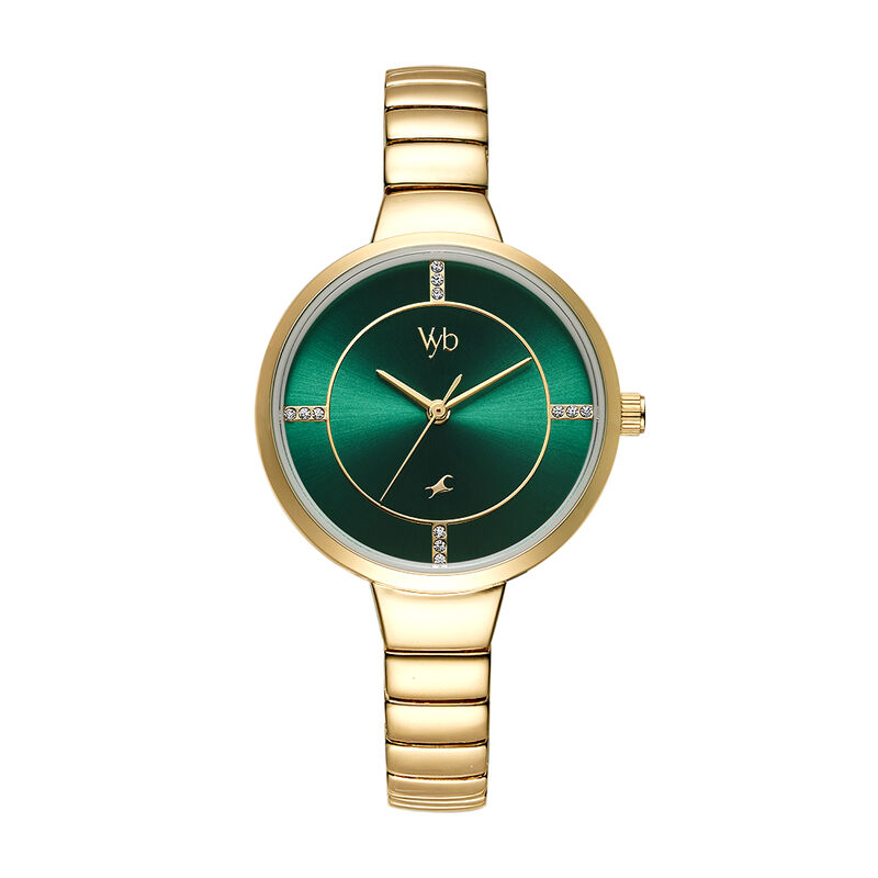 Buy Online Fastrack Vyb Enigma Quartz Analog Green Dial Stainless Steel ...
