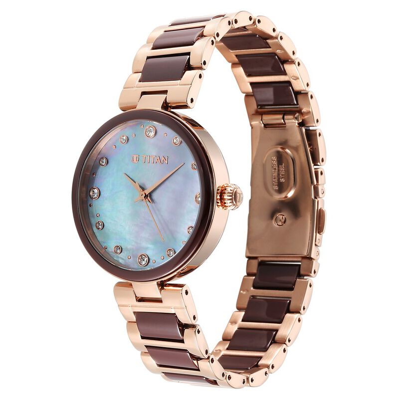 Buy Online Titan Purple Ceramics Mother of Pearl Dial Analog Steel and ...