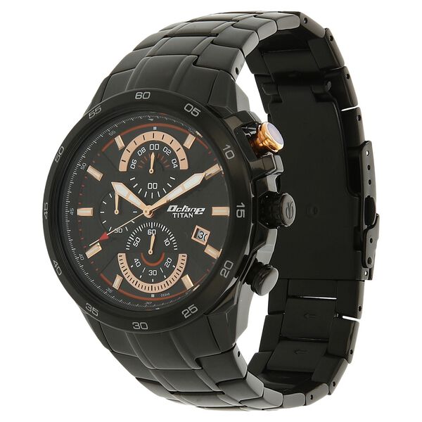 Buy Online Titan Quartz Chronograph Black Dial Stainless Steel Strap ...