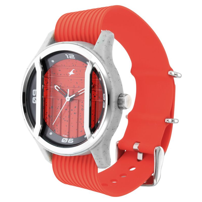 Buy Online Fastrack Urban Bounce Quartz Analog Red Dial Silicone Strap ...