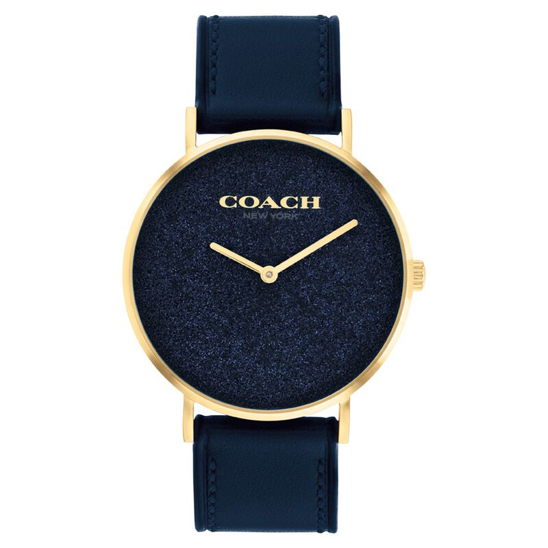 Buy Online Coach Quartz Analog Blue Dial Leather Strap Watch for Women ...