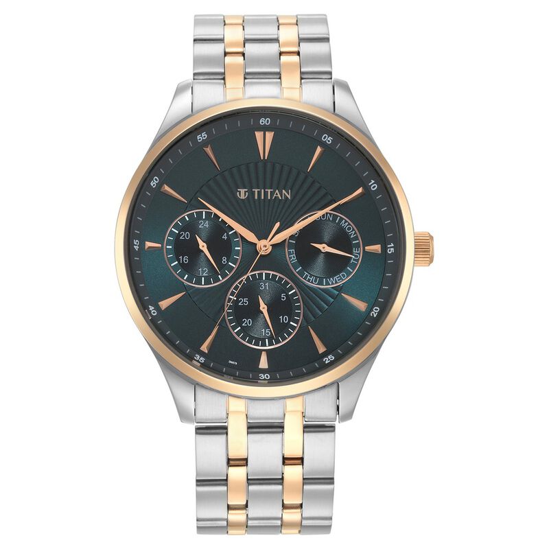 Buy Online Titan Opulent Blue Dial Quartz Multifunction Stainless Steel ...