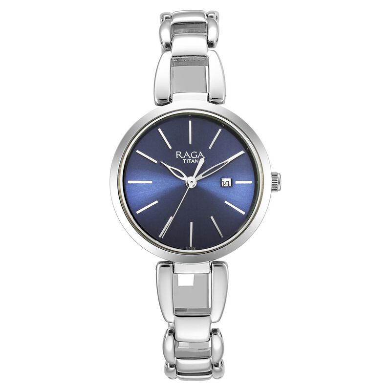 Buy Online Titan Raga Viva Blue Dial Analog with Date Silver Metal ...