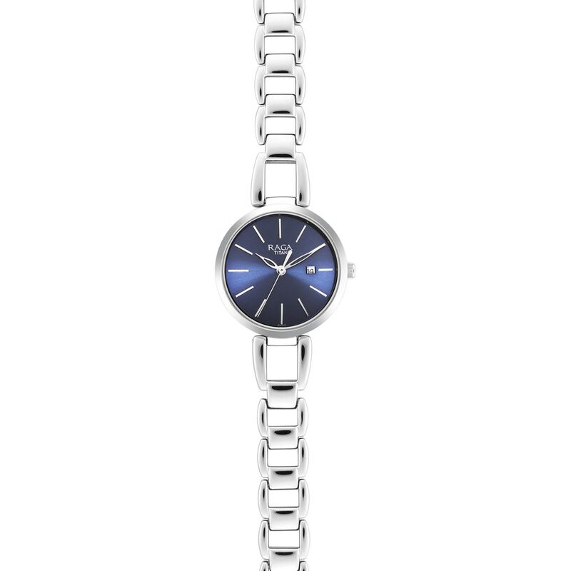 Buy Online Titan Raga Viva Blue Dial Analog with Date Silver Metal ...