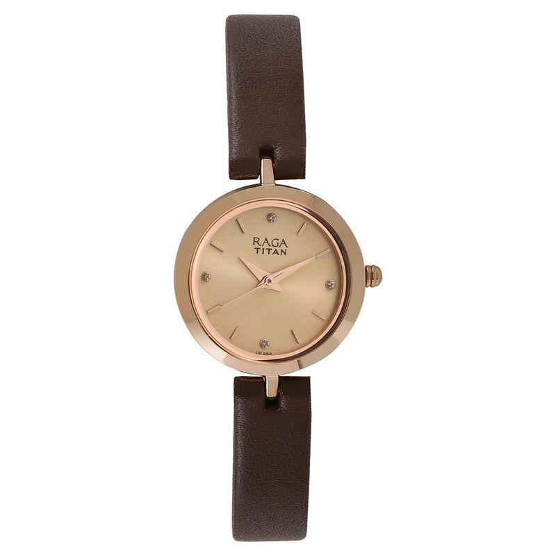 Buy Online Titan Raga Beige Analog Leather Strap watch for Women ...