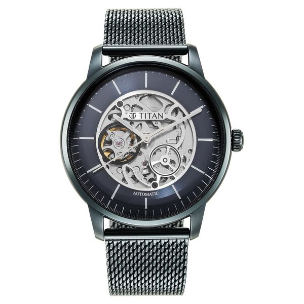 Buy Online Titan Skeletal Automatic Blue Dial Blue Stainless Steel ...