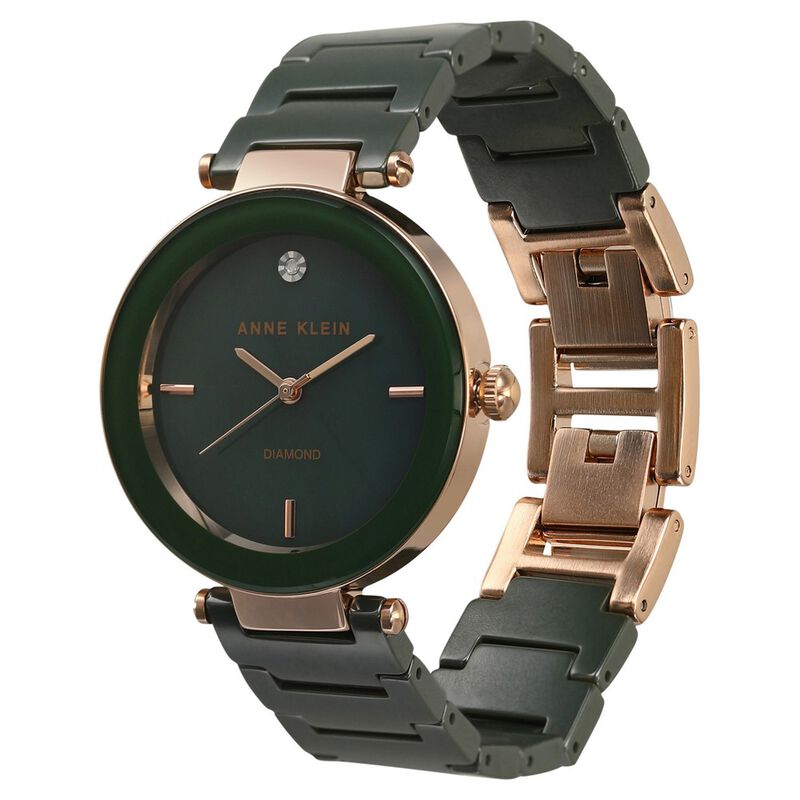 Buy Online Anne Klein Quartz Analog Green Dial Ceramic Strap Watch for ...