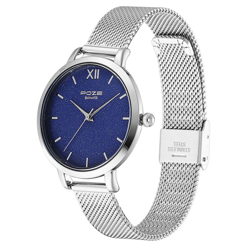Buy Online Poze by Sonata Quartz Analog Blue Dial Stainless Steel Strap ...