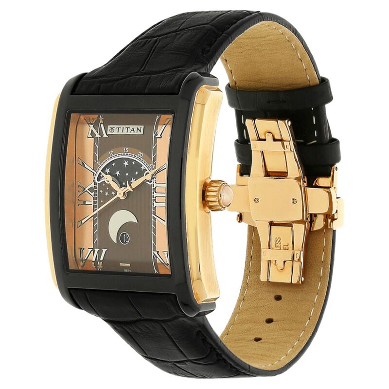 Buy Online Titan Moon phase Brown Dial Men Leather Strap watch for Men ...