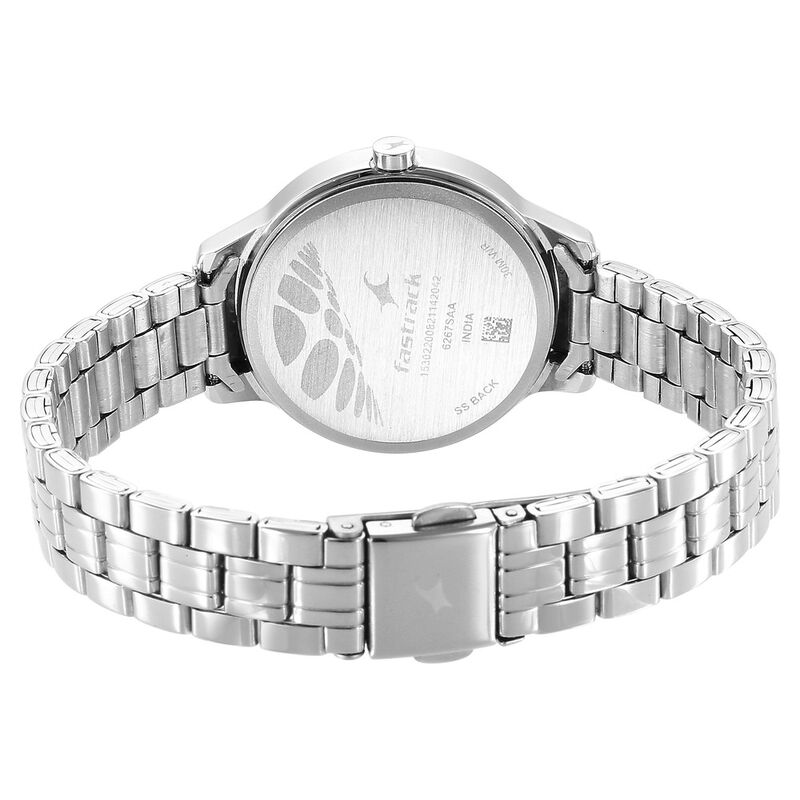 Buy Online Fastrack Stunners Quartz Analog Silver Dial Metal Strap ...