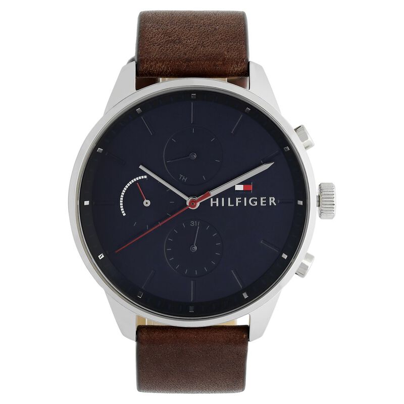 Buy Online Tommy Hilfiger Quartz Multifunction Blue Dial Leather Strap ...