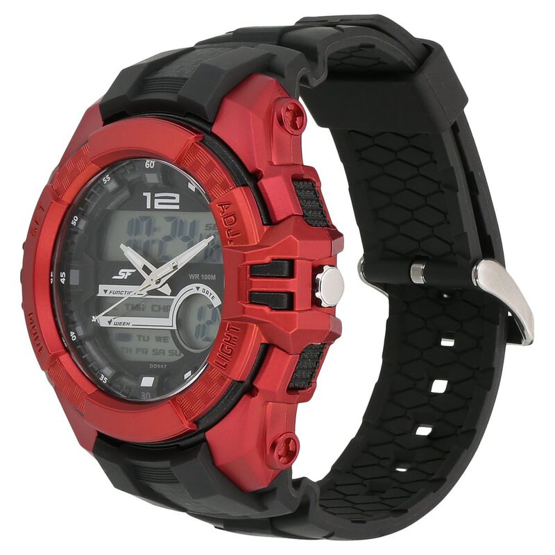 Buy Online SF Quartz Analog Digital Black Dial Plastic Strap Watch for ...
