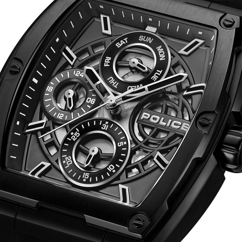 Buy Online Police Quartz Multifunction Grey Dial Black Silicone Strap ...