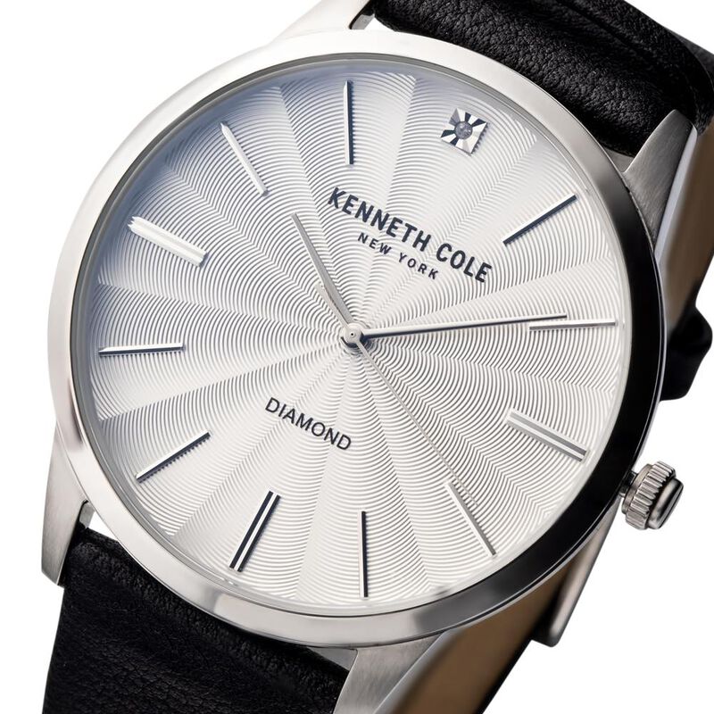 Buy Online Kenneth Cole Silver Dial Leather Strap Watch For Men ...