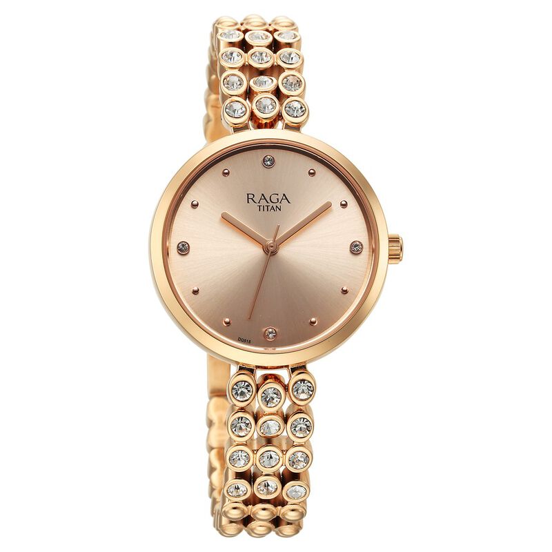 Buy Online Titan Raga Showstopper Quartz Analog Rose Gold Dial Metal ...