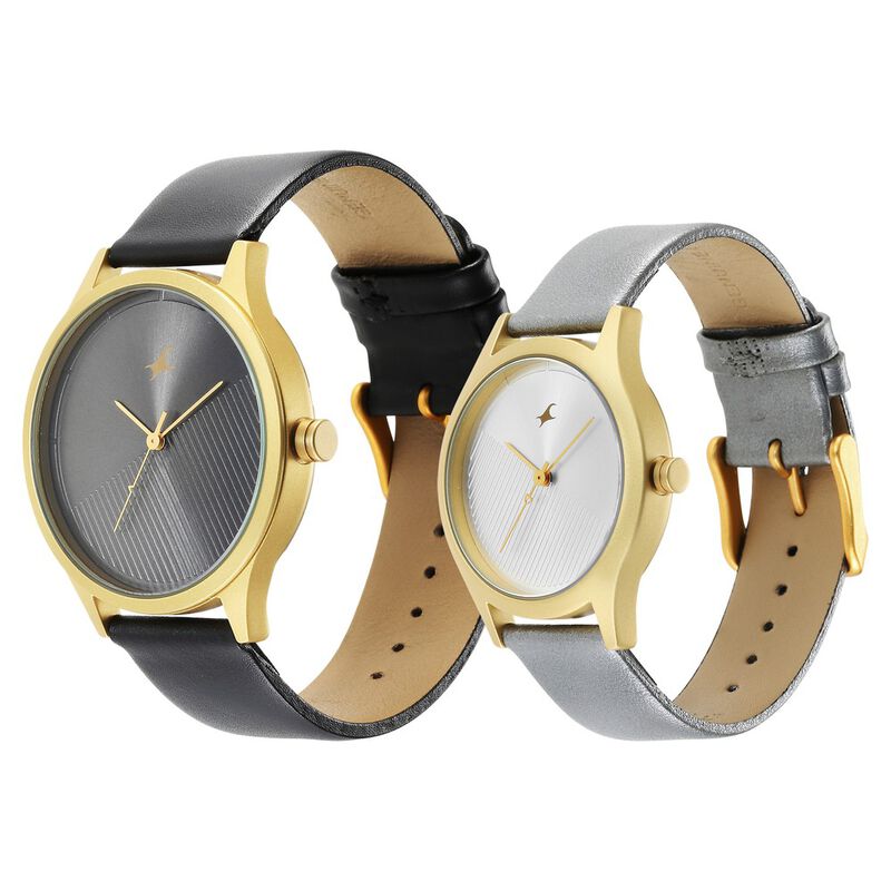 Buy Online Fastrack Mixmatched Couple Watches with Grey and Silver Dial ...