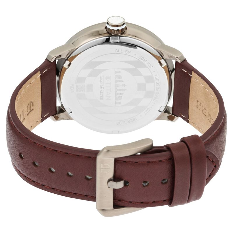 Buy Online Titan Grandmaster White Dial Quartz Analog Leather Strap ...