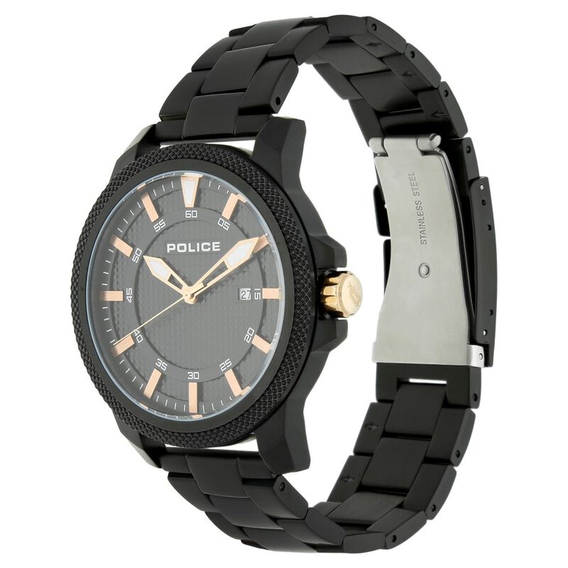 Buy Online Police Quartz Analog with Date Black Dial Metal Strap Watch ...