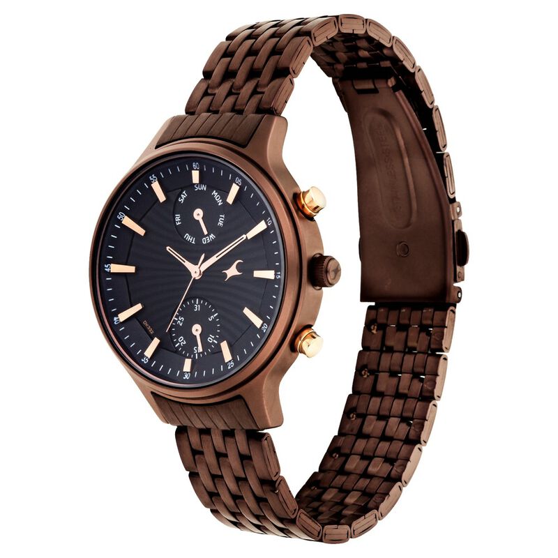 Buy Online Fastrack Ruffles Quartz Multifunction Black Dial Stainless ...