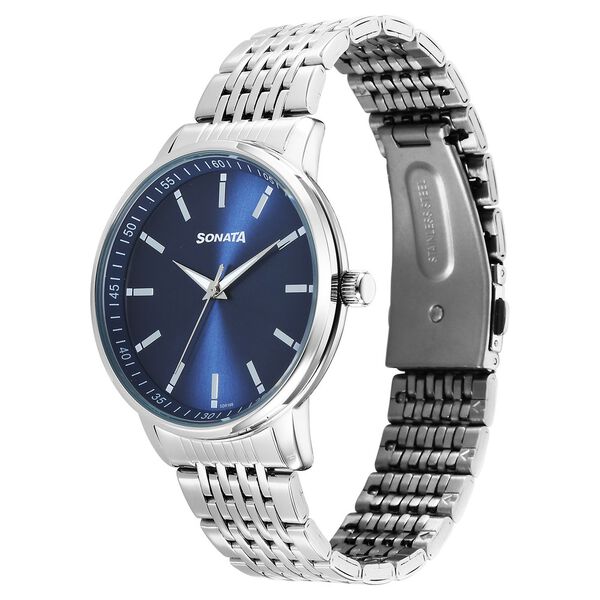 Buy Online Sonata Wedding Quartz Analog Blue Dial Stainless Steel Strap ...