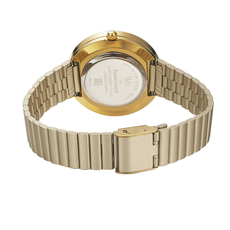Buy Online Fastrack Vyb Mirage Quartz Analog Golden Dial Stainless ...
