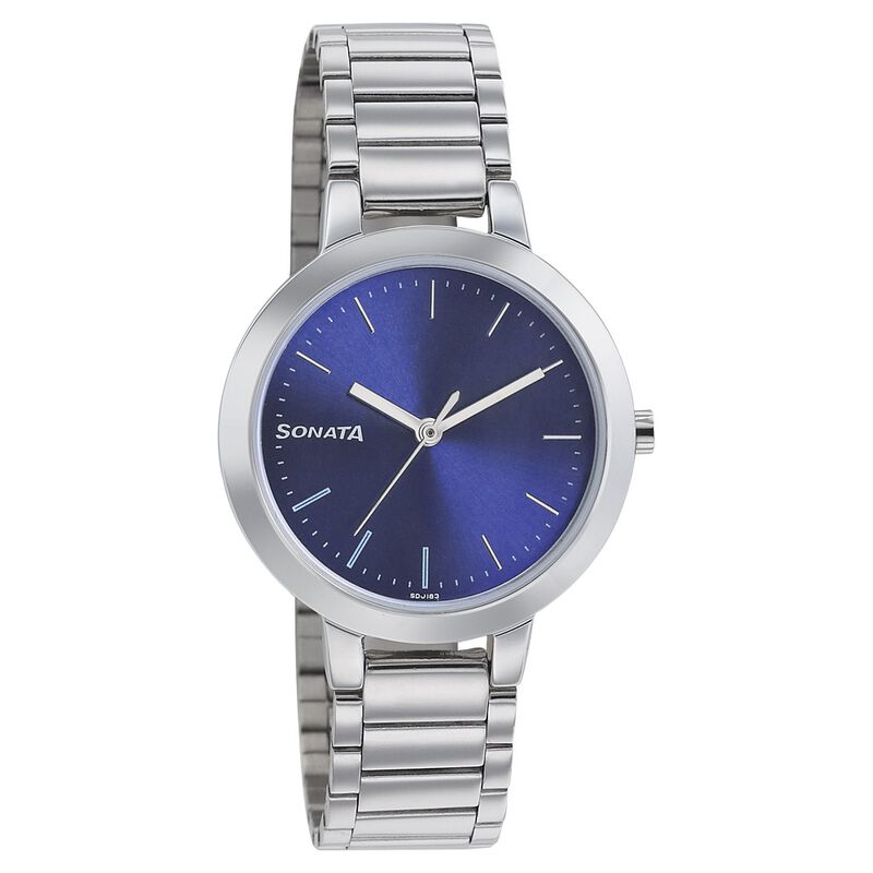 Buy Online Sonata Quartz Analog Blue Dial Stainless Steel Strap Watch ...