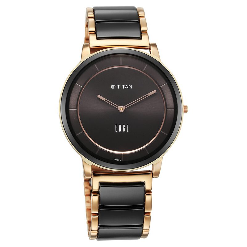 Buy Online Titan Edge Fusion Quartz Analog Black Dial Black Steel ...