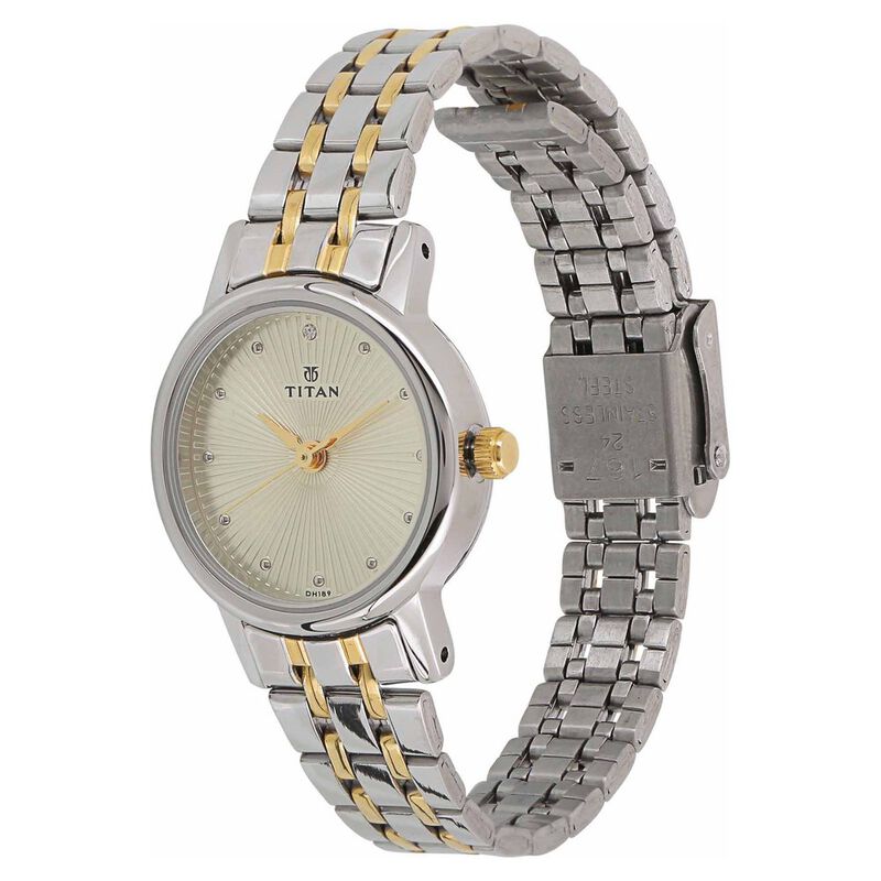 Buy Online Titan Quartz Analog Champagne Dial Stainless Steel Strap ...