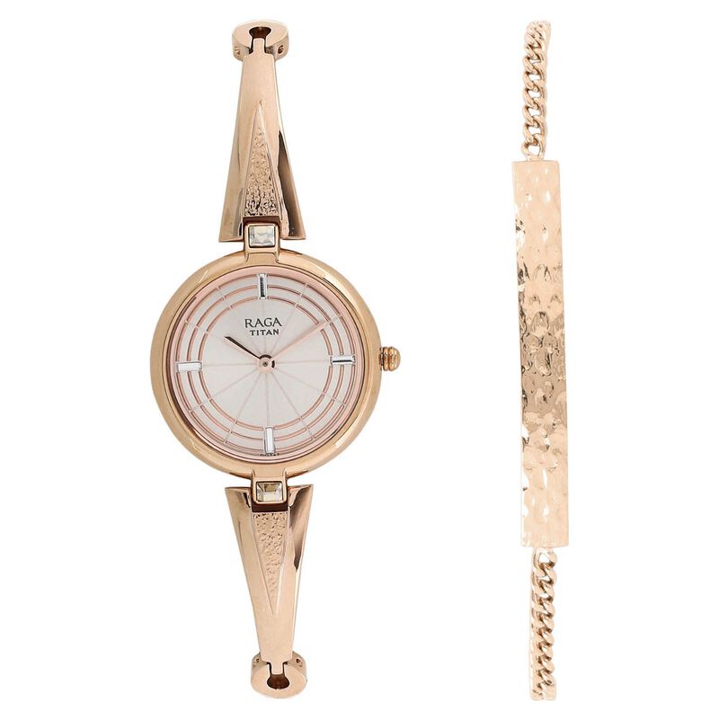 Buy Online Titan Raga Espana Rose Gold Dial Women Watch With Metal ...