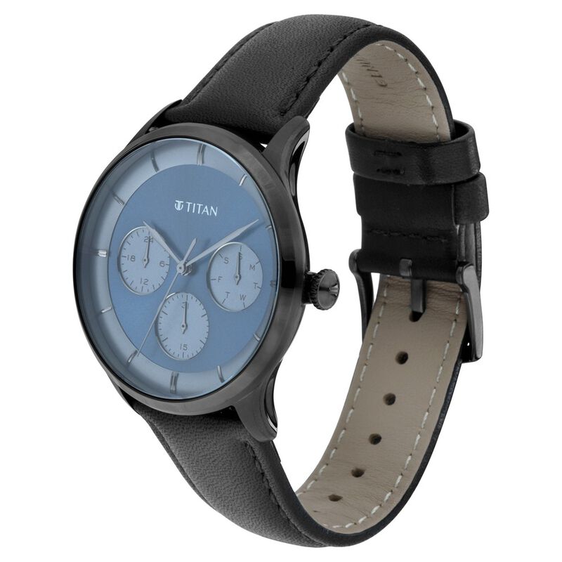 Buy Online Titan Light Leathers Blue Quartz Multifunction Leather Strap ...