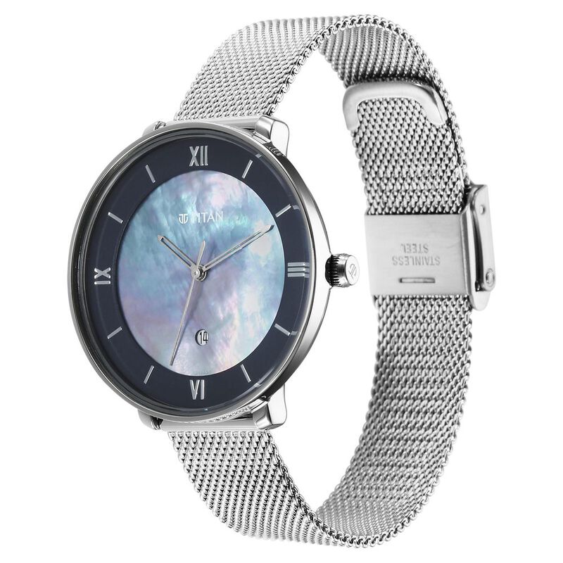 Buy Online Titan Workwear Mother Of Pearl Dial Analog Stainless Steel ...