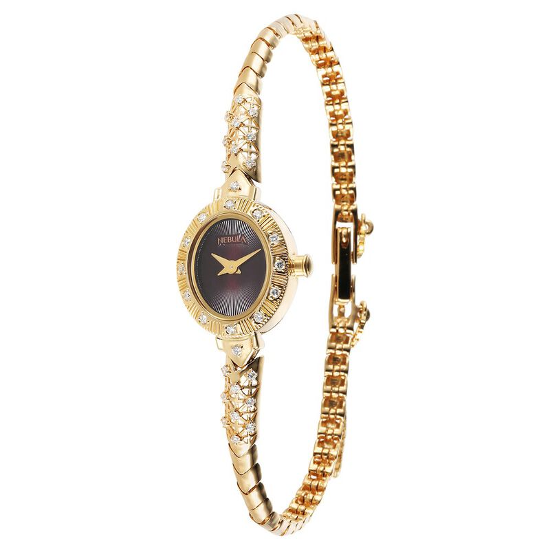 Buy Online Nebula By Titan Quartz Analog Brown Dial 18 KT Gold Strap ...