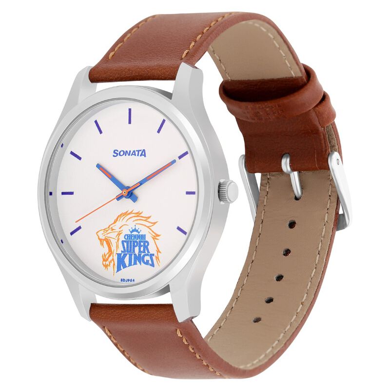 Buy Online Sonata CSK Quartz Analog White Dial Leather Strap Unisex ...