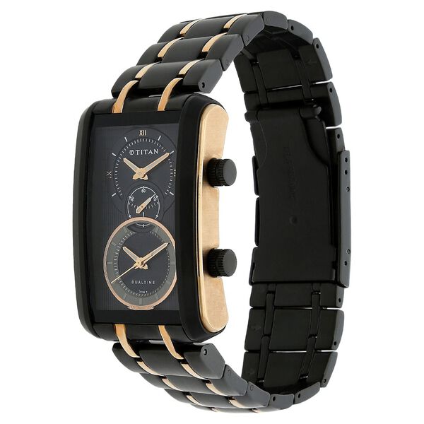 Buy Online Titan Dual Time Black Dial Stainless Steel Strap watch for ...
