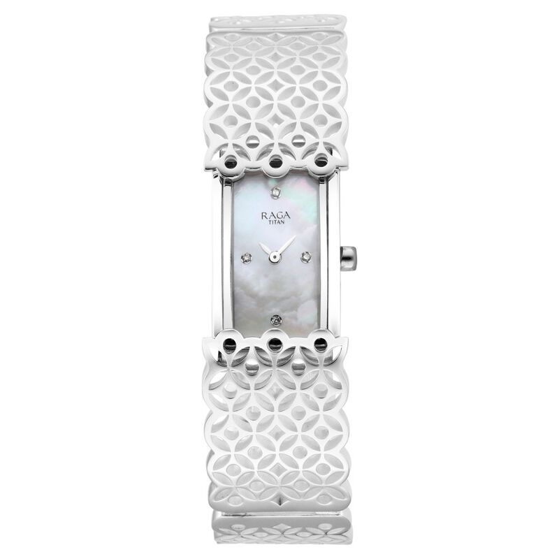 Buy Online Titan Raga Silver Mother Of Pearl Analog Sterling Silver ...