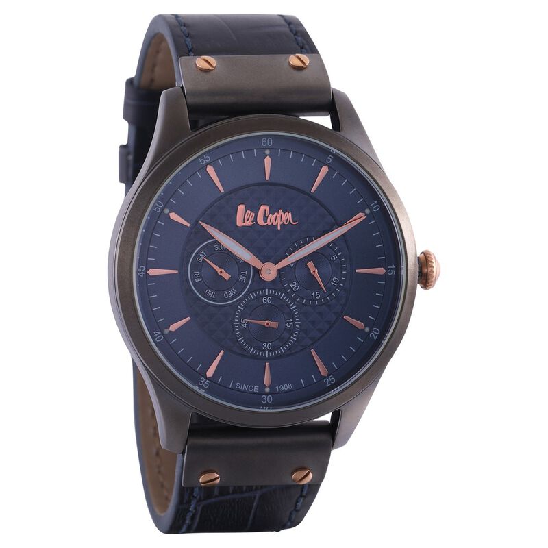 Buy Online Lee Cooper Quartz Chronograph Blue Dial Leather Strap Watch ...