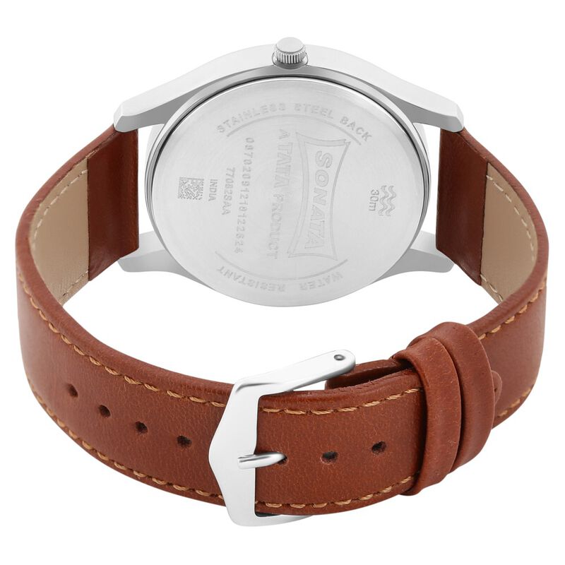 Buy Online Sonata CSK Quartz Analog White Dial Leather Strap Unisex ...