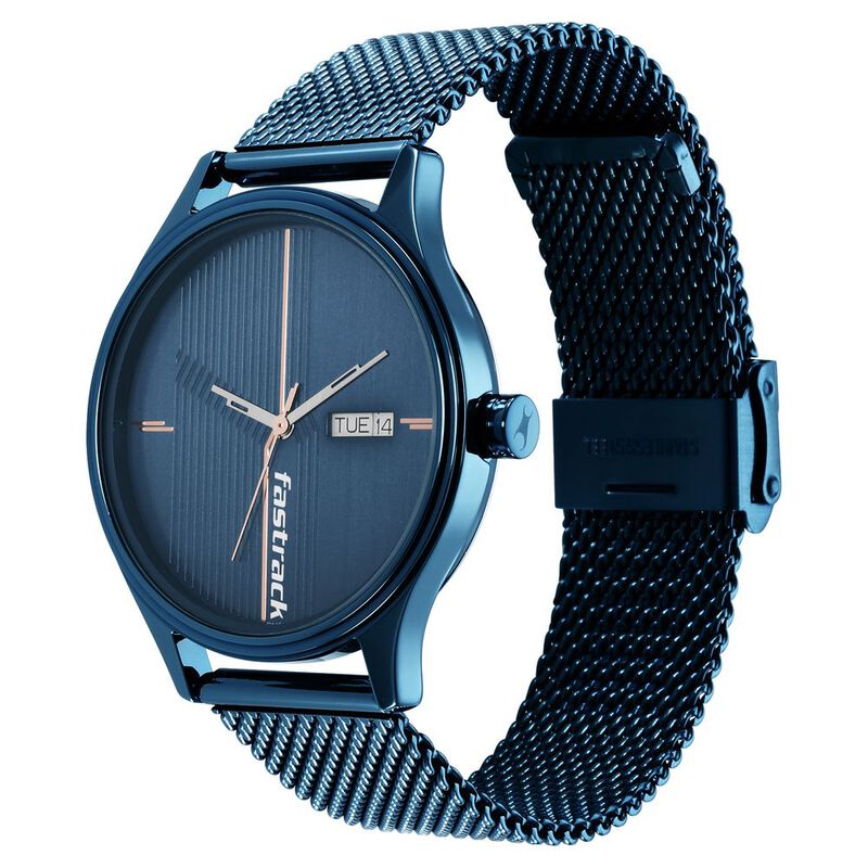 Buy Online Fastrack Style Up Quartz Analog with Day and Date Blue Dial ...