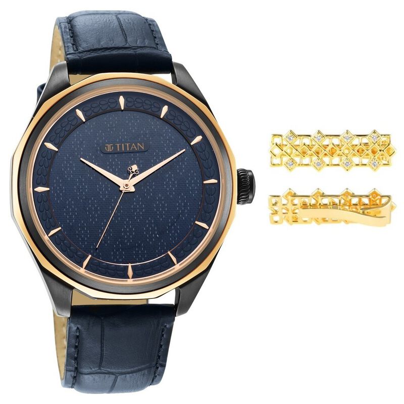 Buy Online Titan Wedding Blue Dial Analog Leather Strap Watch for Men - ns1829kl01f | Titan