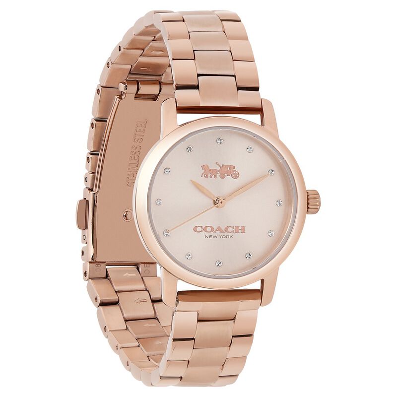 Buy Online Coach Quartz Analog Rose Gold Dial Stainless Steel Strap ...