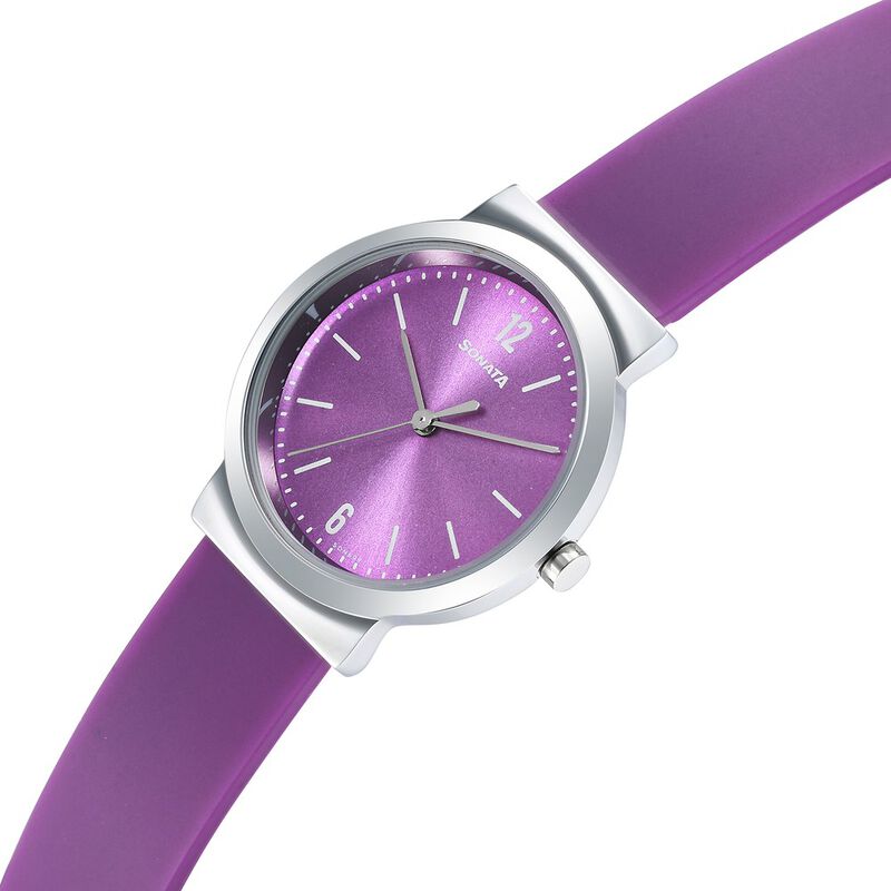 Buy Online Sonata Essentials Purple Dial Polyurethane Strap Watch for ...